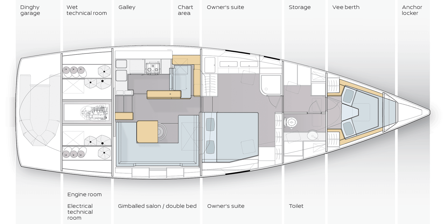 Pegasus 50 yacht – Boat layout options